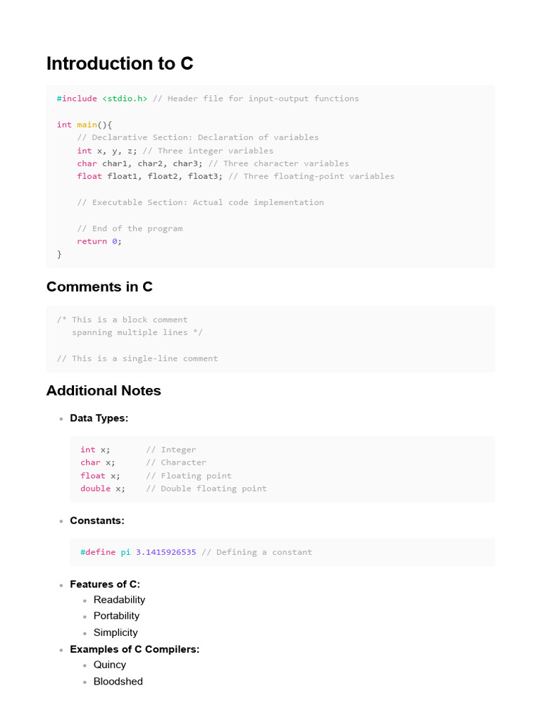 C Programming Basics and Examples | PDF | Computer Programming ...