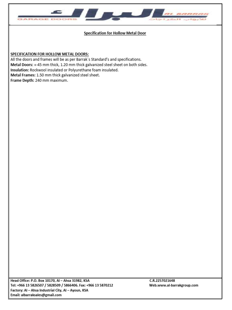 Data Sheet Fire Rated Doors | PDF