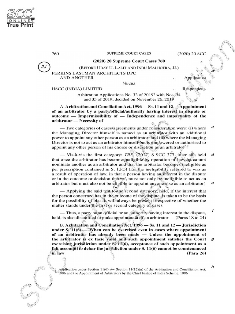 Perkins Eastman Architects Dpc vs Hscc (India) Limited 2019 SCC ONLINE SC 1517 | PDF | Buildings ...