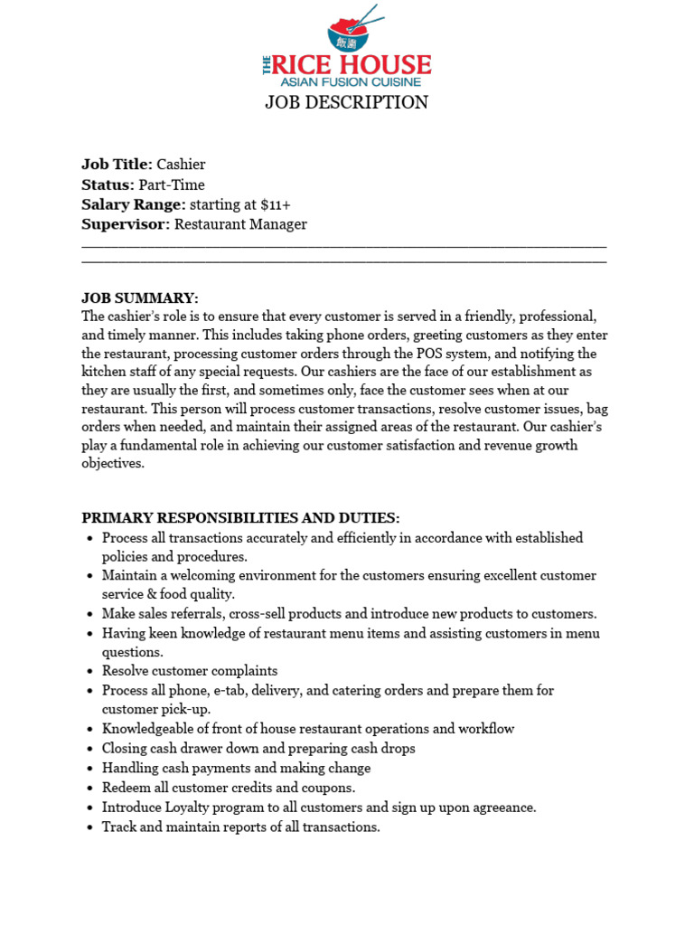Cashier JD | PDF