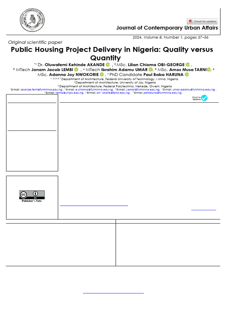 Public Housing Quality in Nigeria | PDF | Sampling (Statistics ...