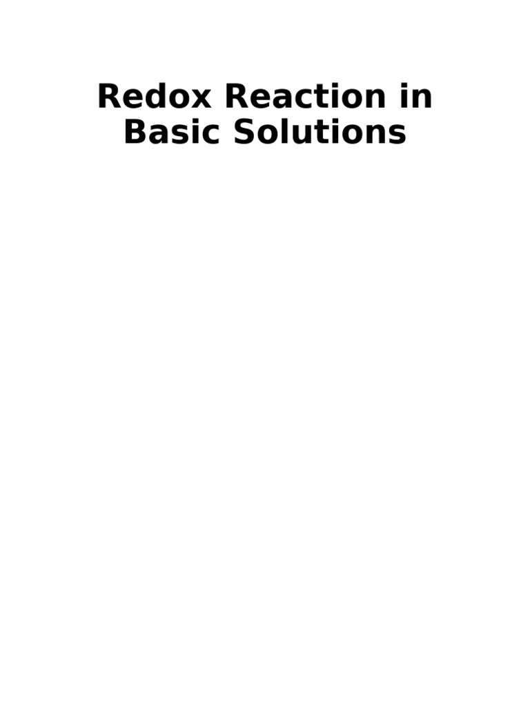 Redox Reaction in Basic Solutions | PDF