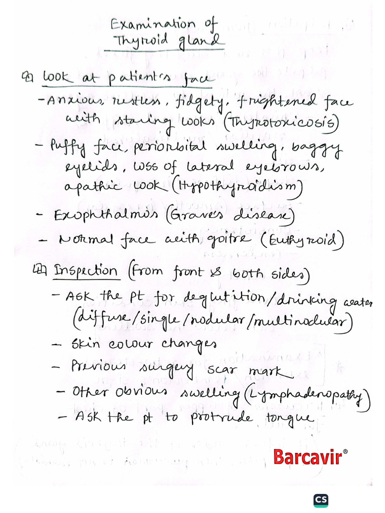 Examination of Thyroid Gland | PDF