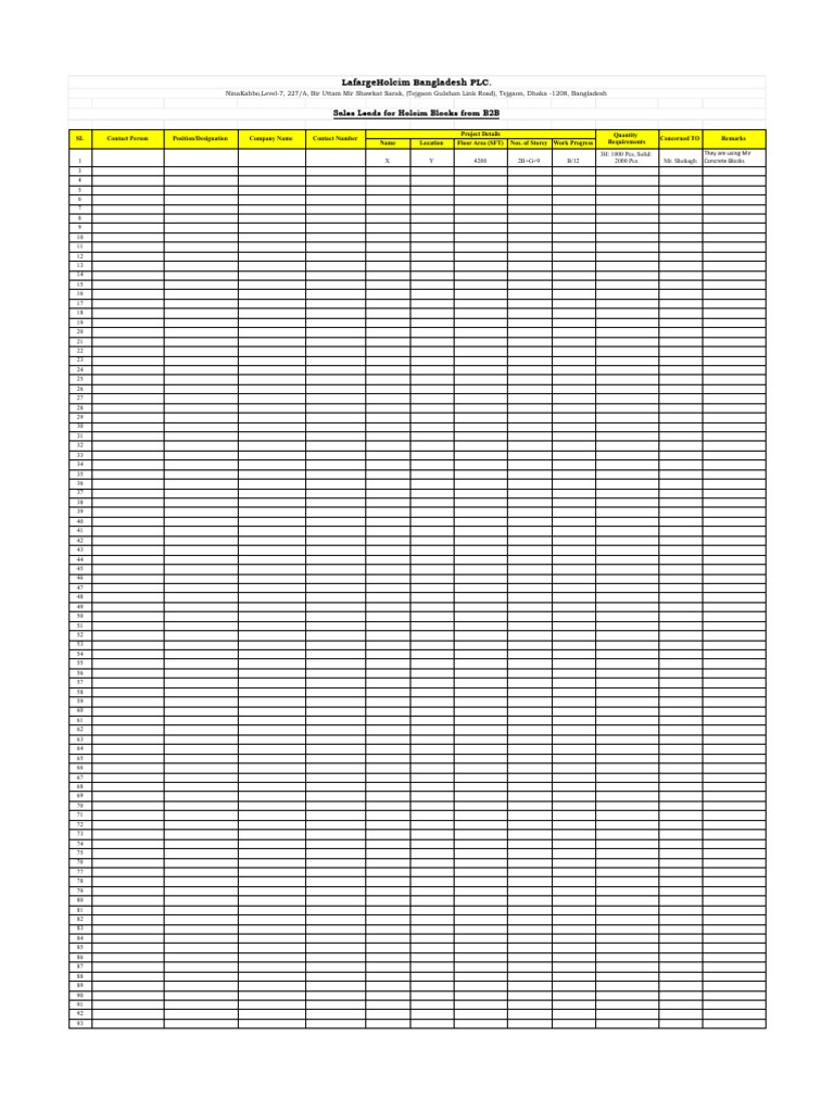 Tracking Sheet For B2B Block Sales Leads PDF | PDF