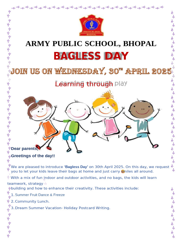 Bagless Day Class IV 25 COVER PAGE | PDF