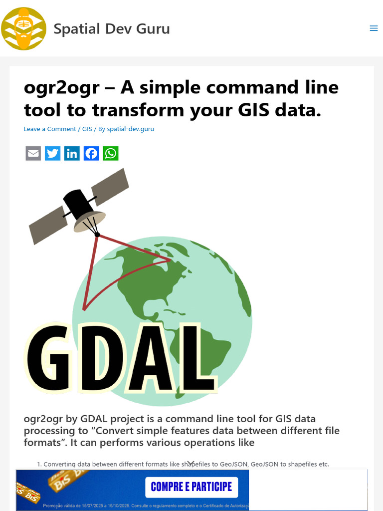 Ogr2ogr - A Simple Command Line Tool to Transform Your GIS Data. - Spatial Dev Guru | PDF ...