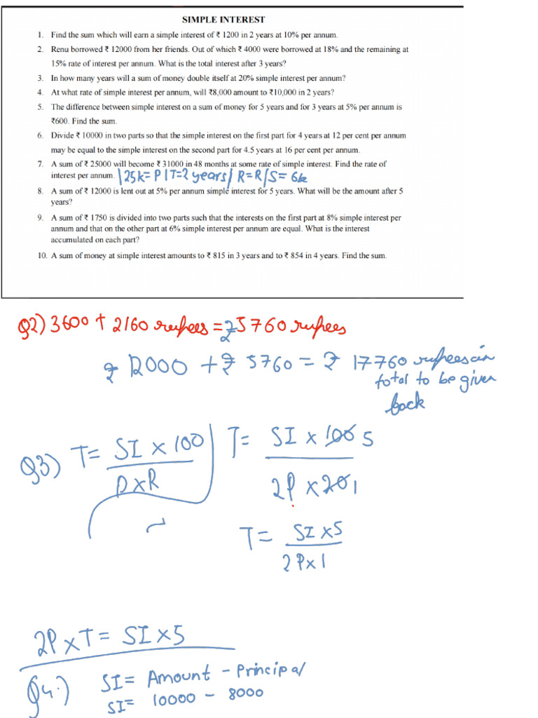 Random Simple Interest Questions Done | PDF