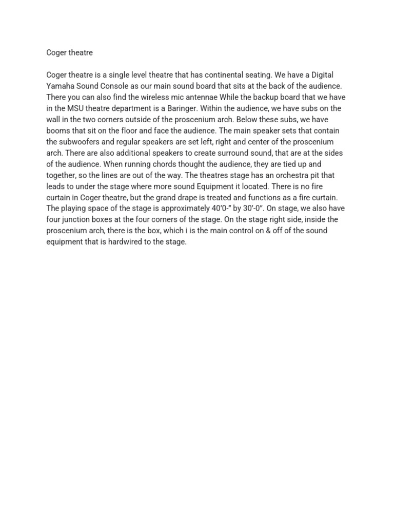 Mapping The Theatre (Coger) - Harmony Schreefel | PDF