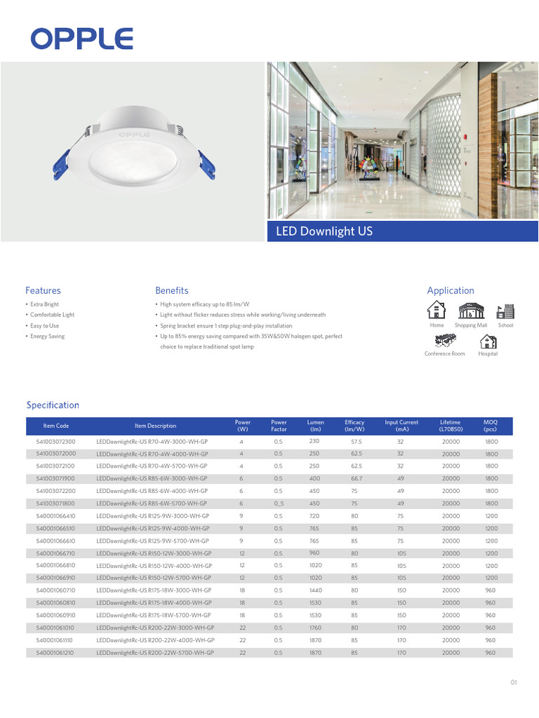 14 Family Sheet LED Downlight US | PDF | Alternating Current | Electric Power