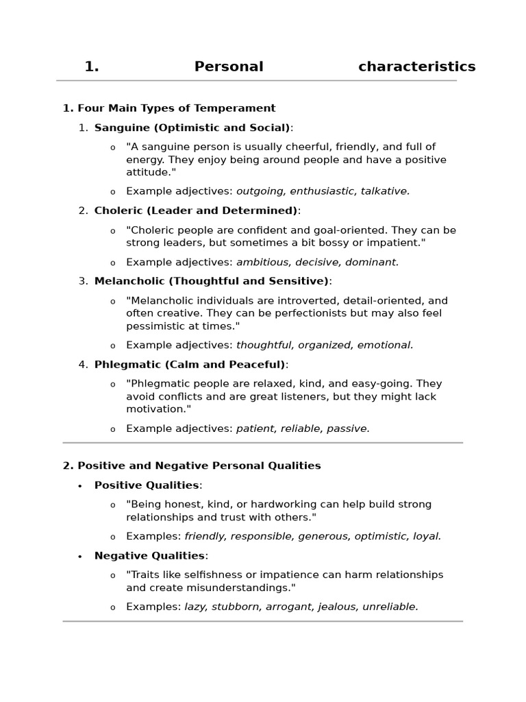 Personal Characteristics | PDF | Social Psychology | Behavioural Sciences