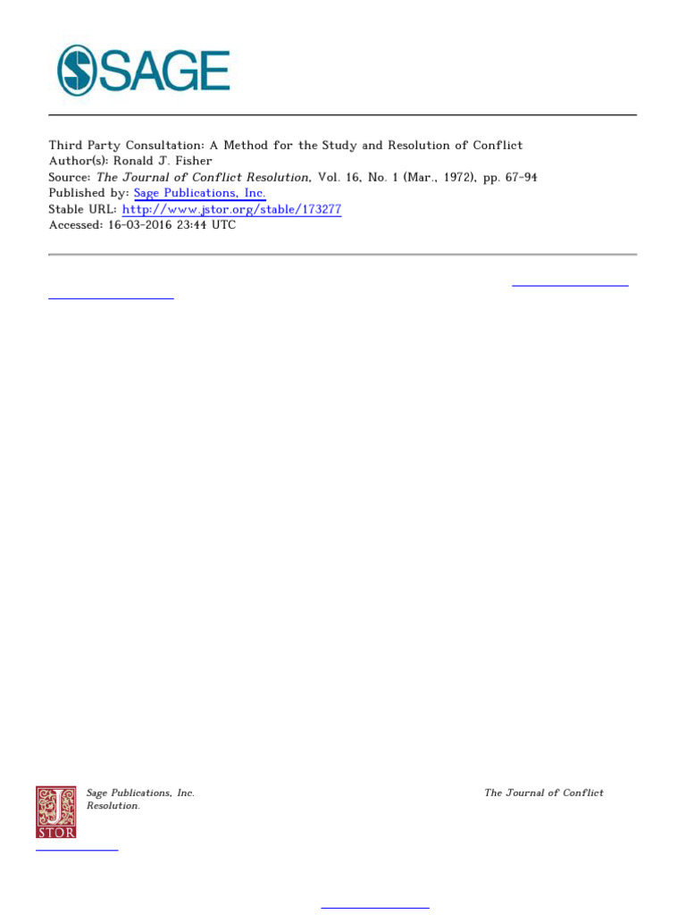 Third Party Consultation in Conflict Resolution | PDF | Mediation ...