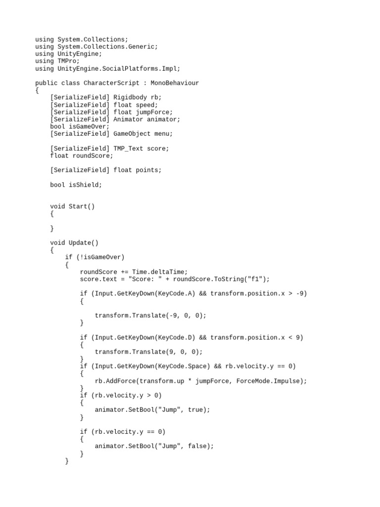 Character Controller | PDF