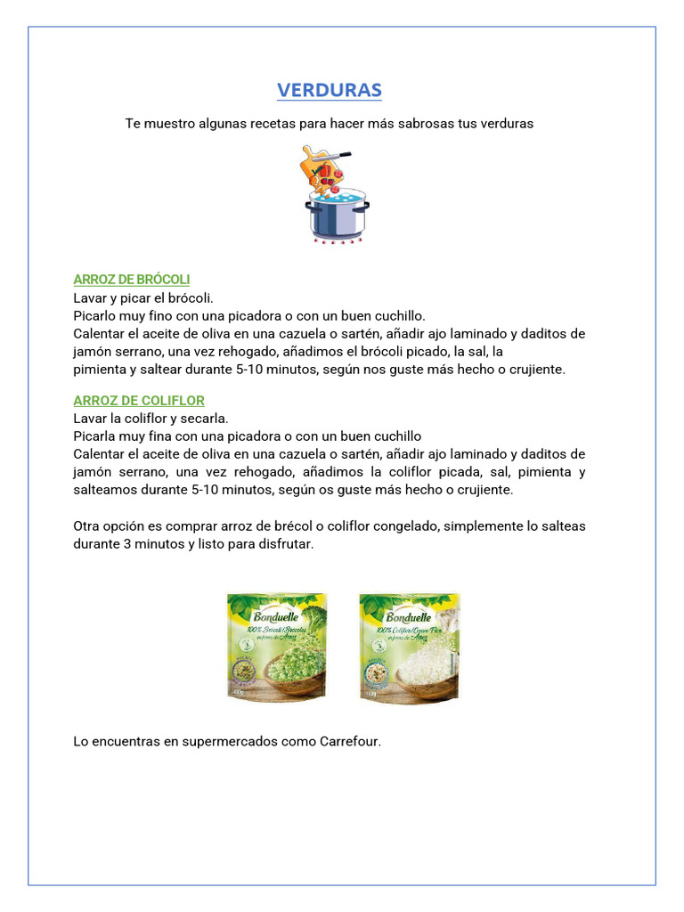 Recetas Basicas Verduras 1 | PDF | Aceite de oliva | Vegetales