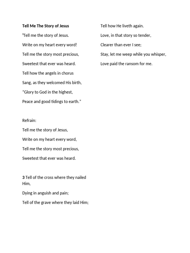Tell Me The Story of Jesus | PDF