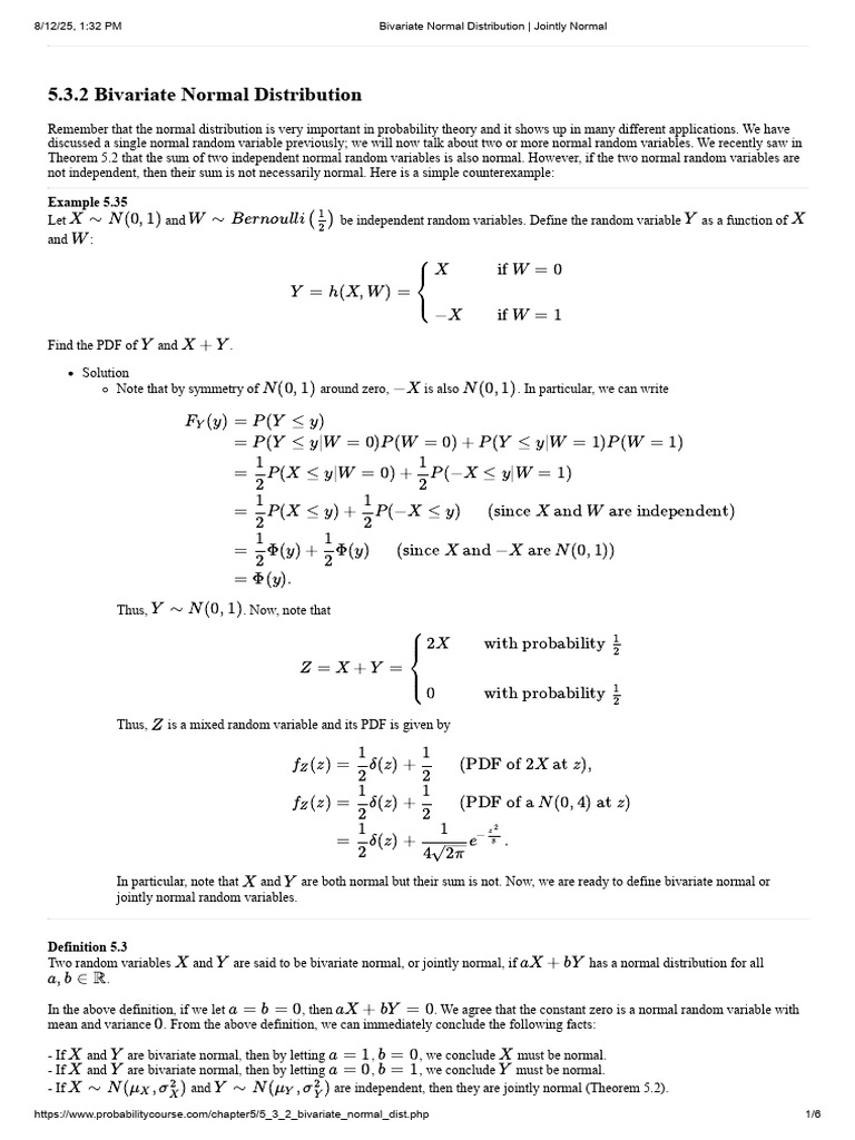 Bivariate Normal Distribution Overview | PDF | Normal Distribution ...