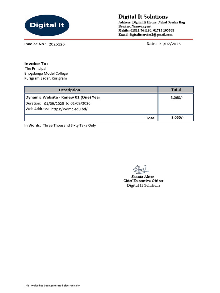 Digital It Solutions: Invoice To | PDF