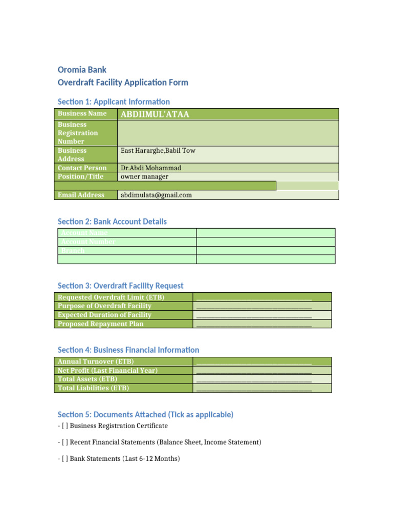 Oromia Bank Business Banking Documents Templates | PDF | Balance Sheet ...