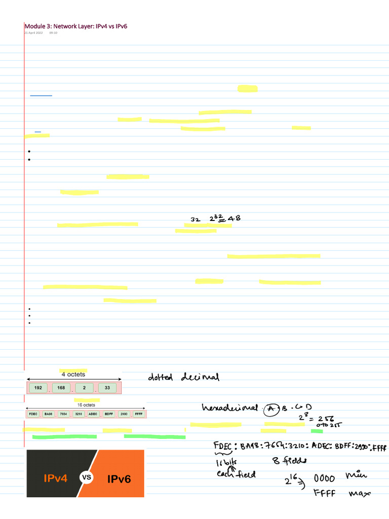 Network Layer IPv4 Vs IPv6 - 1 | PDF | Internet Protocols | I Pv6