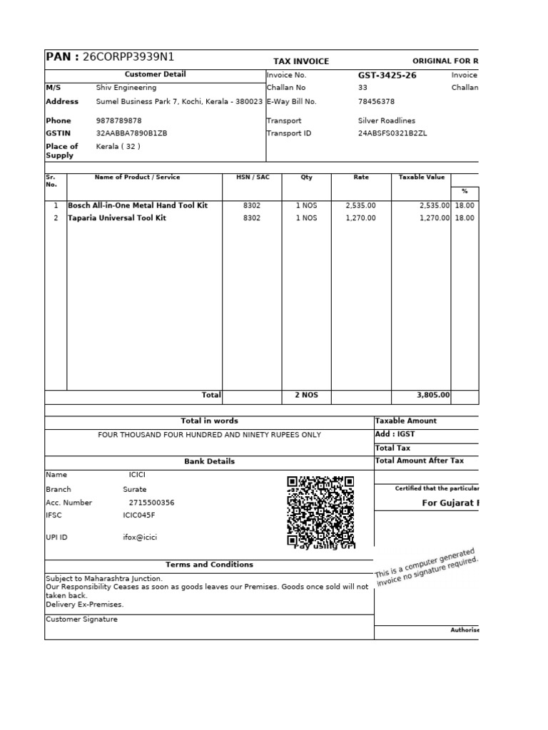 A4 S1 GST Invoice Format | PDF | Government | Economy Of India