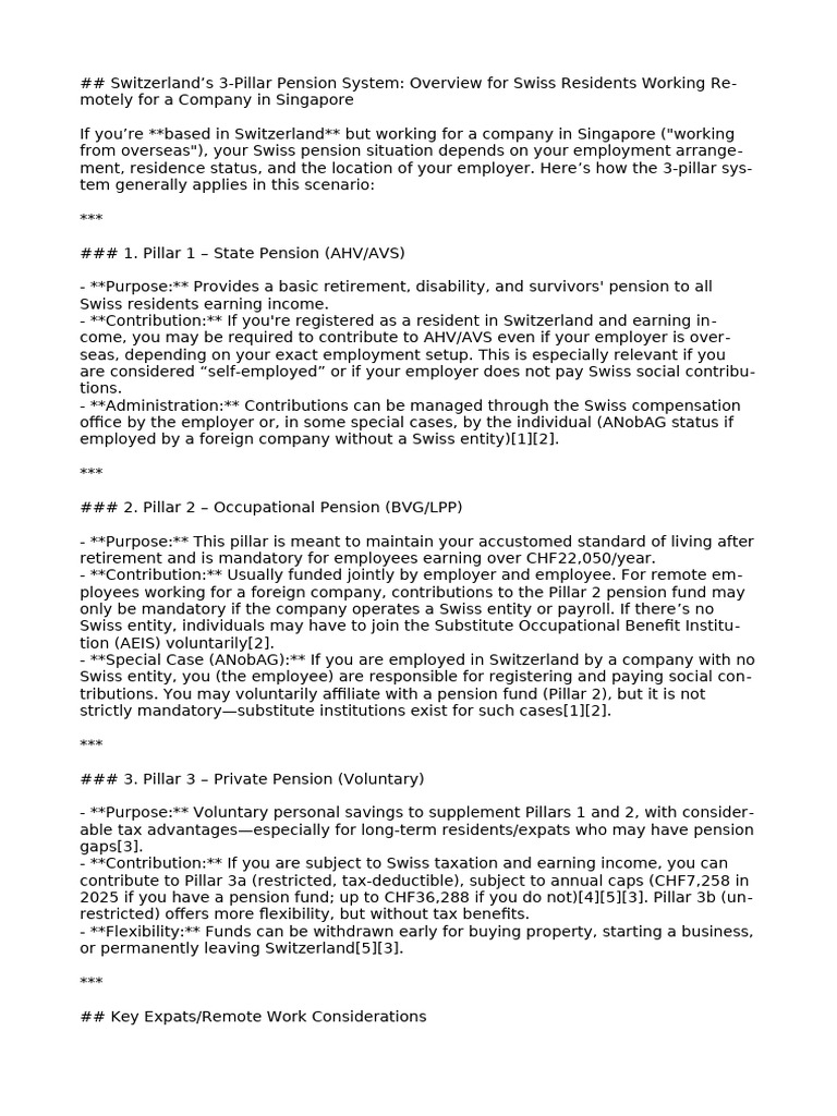 Switzerland’s 3-Pillar Pension System | PDF | Pension | Business