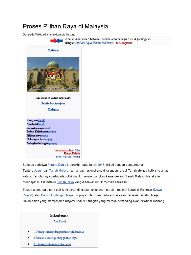Proses Pilihan Raya Di Malaysia | PDF