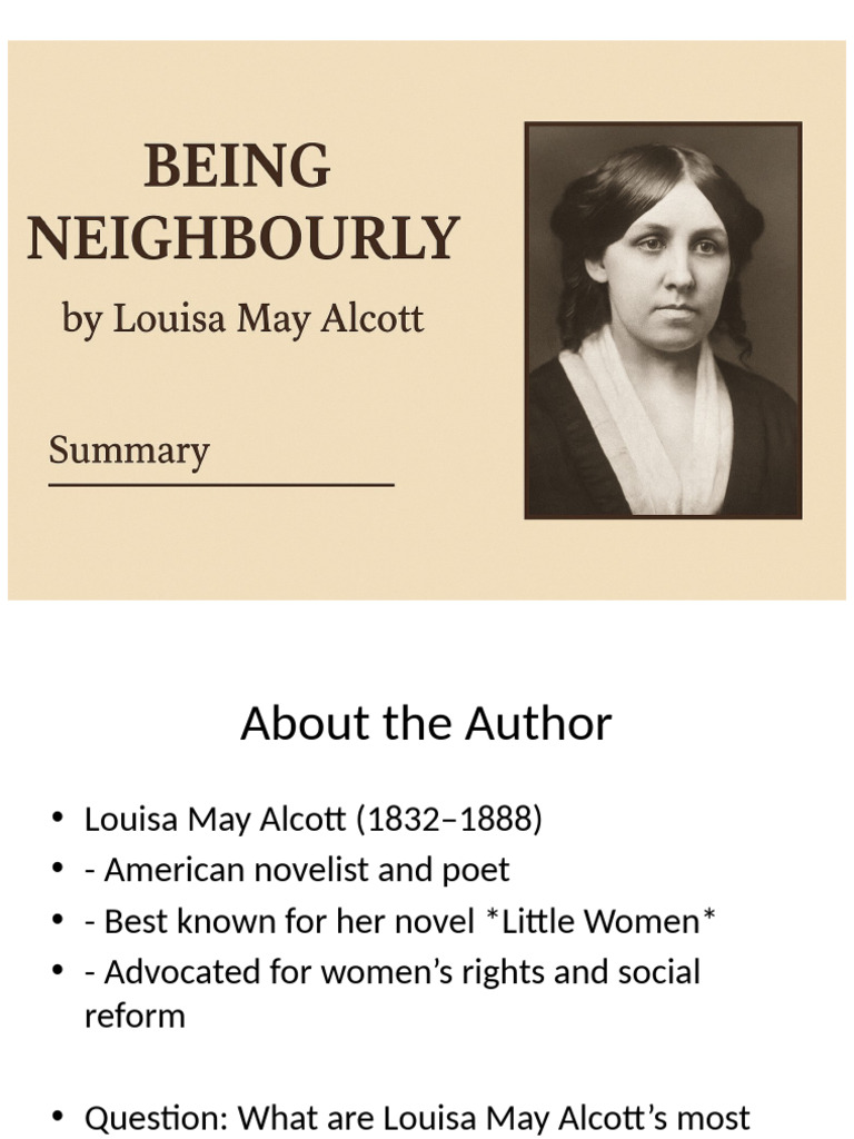 Being Neighbourly Presentation | PDF | Little Women | Novels
