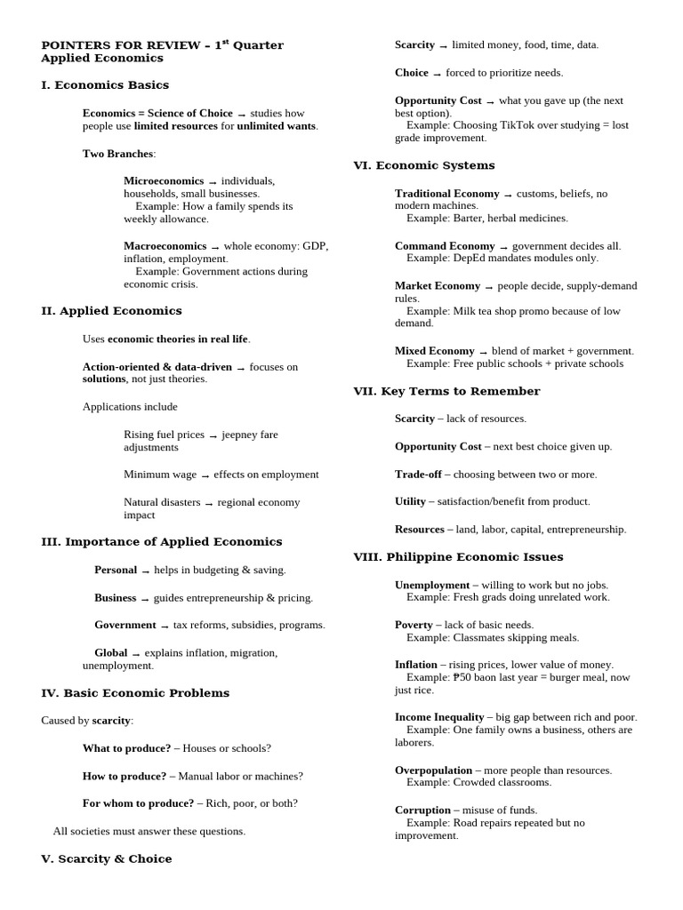 Applied Economics Review: Key Concepts | PDF | Economics | Unemployment
