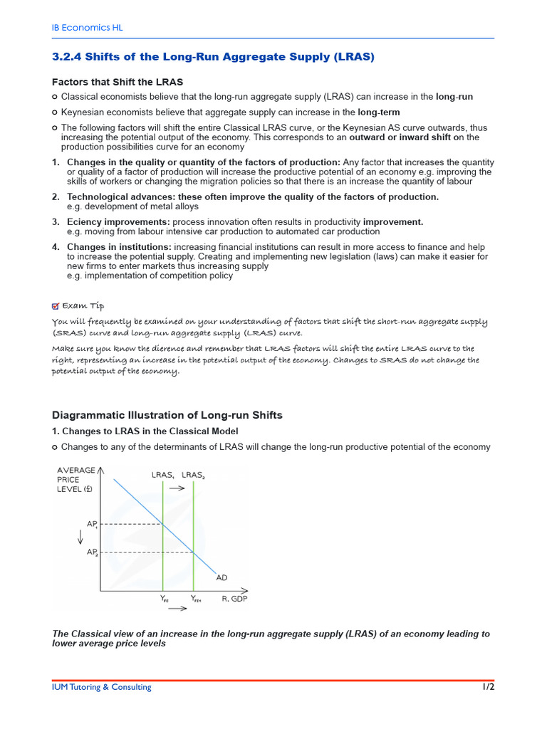 3.2.4 Shifts of The Long-Run Aggregate Supply (LRAS) | PDF | Economics ...