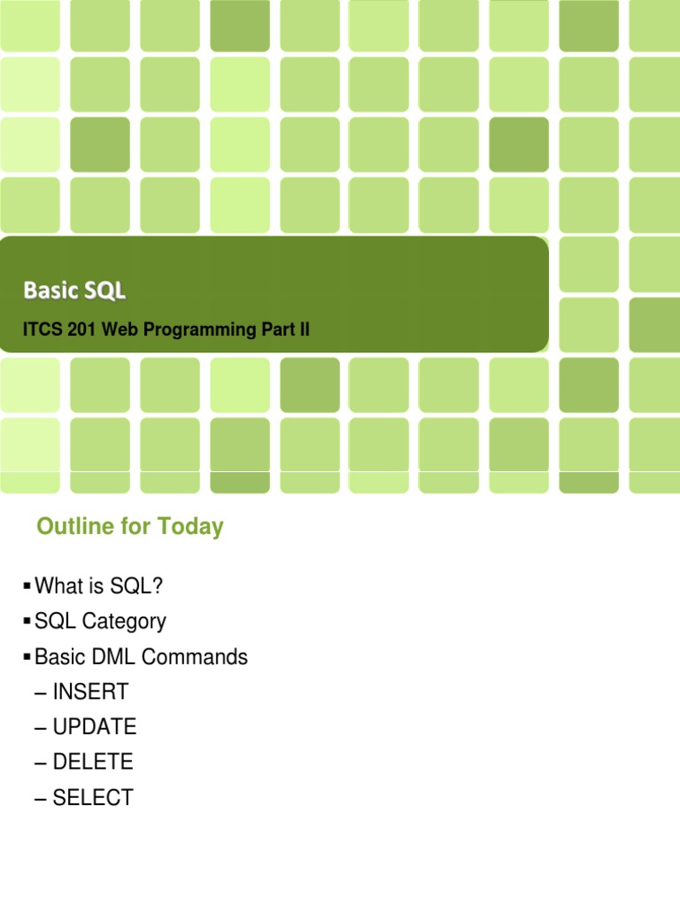 Basic Sql Itcs 201 Web Programming Part Ii Pdf Sql Information 4683