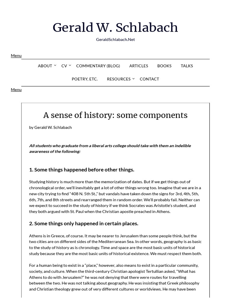 A Sense of History - Some Components - Gerald W. Schlabach | PDF ...
