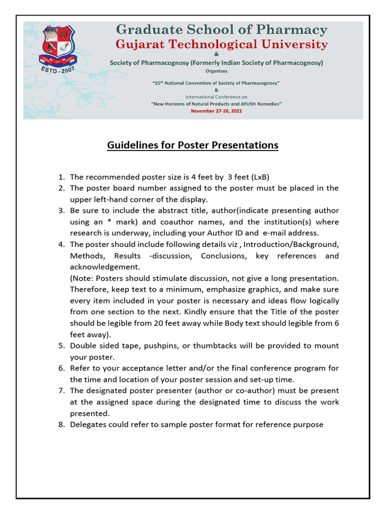 Guidelines For Poster Presentation | PDF