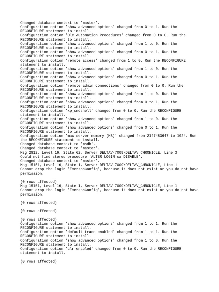 SQL Server Configuration Changes Log | PDF | Computing | Software