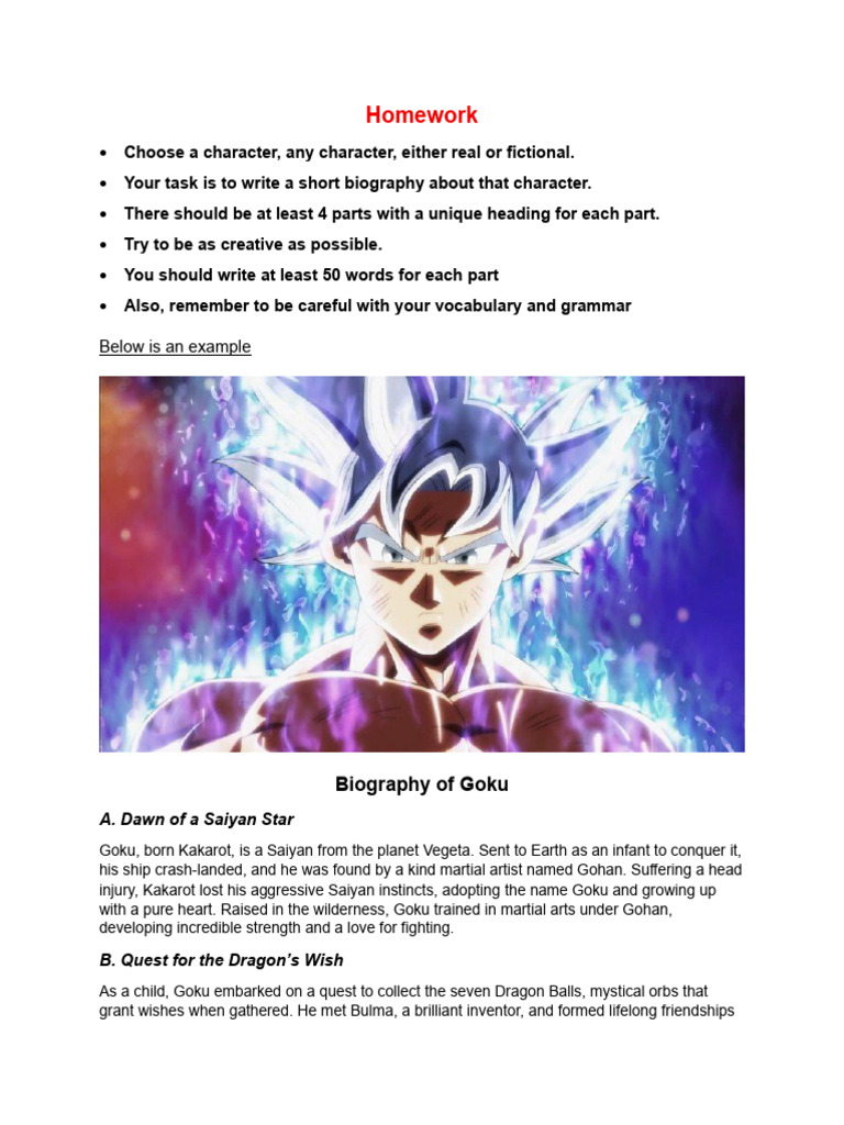 Goku: A Legendary Saiyan Biography | PDF | Dragon Ball