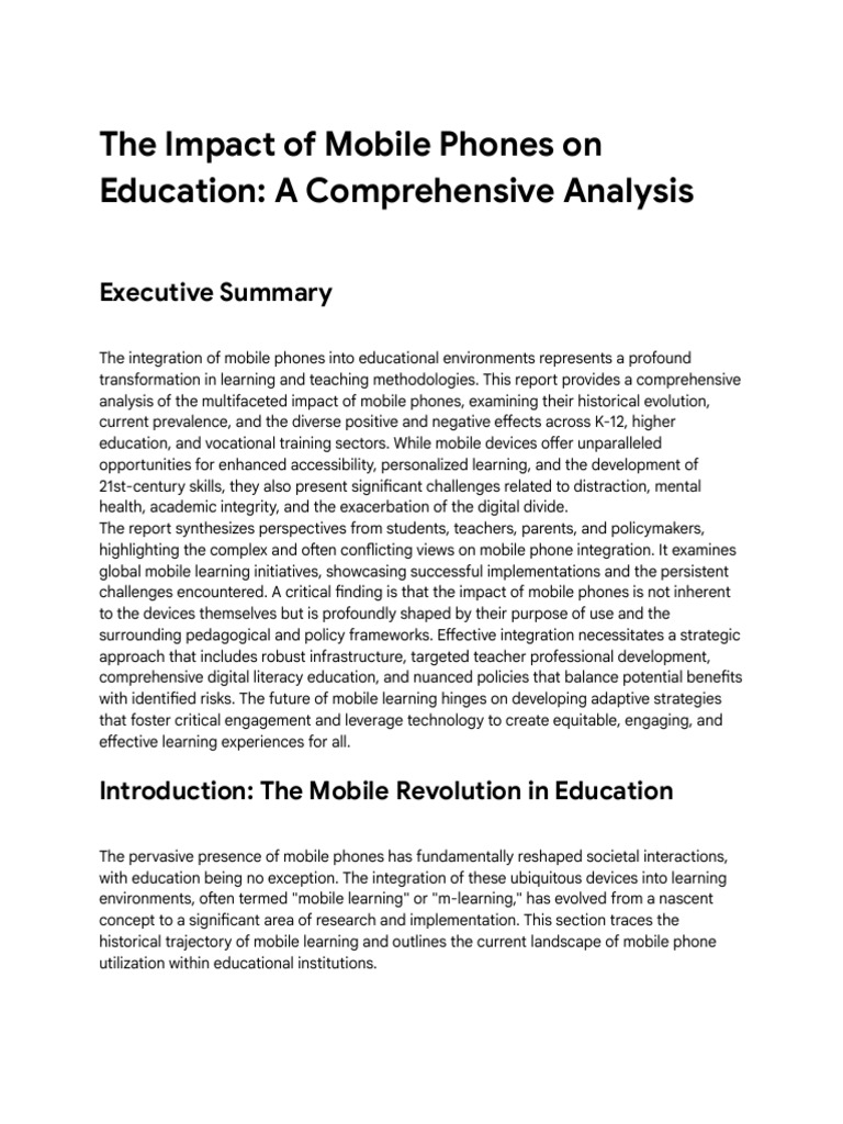 Mobile Phones' Impact On Education Research | PDF | Learning | Social Media