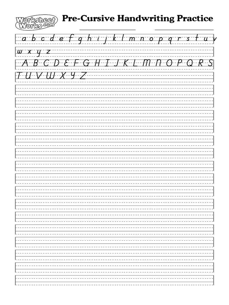 Handwriring Practice Sheet Abcd Precursive | PDF