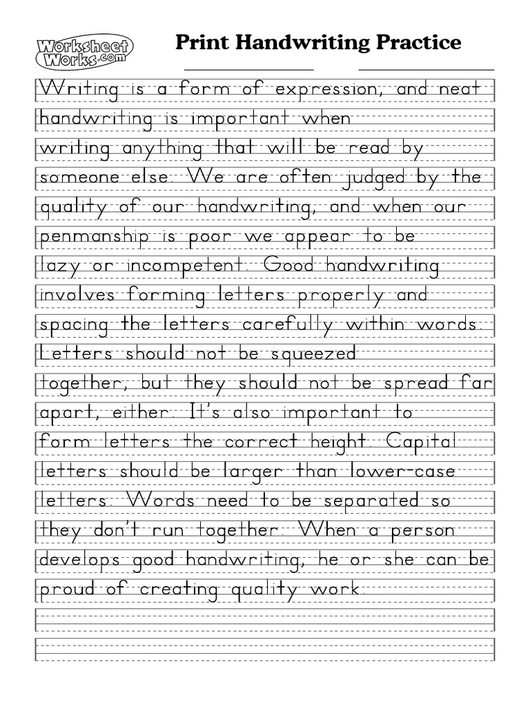 Handwriring Practice Sheet Straight | PDF
