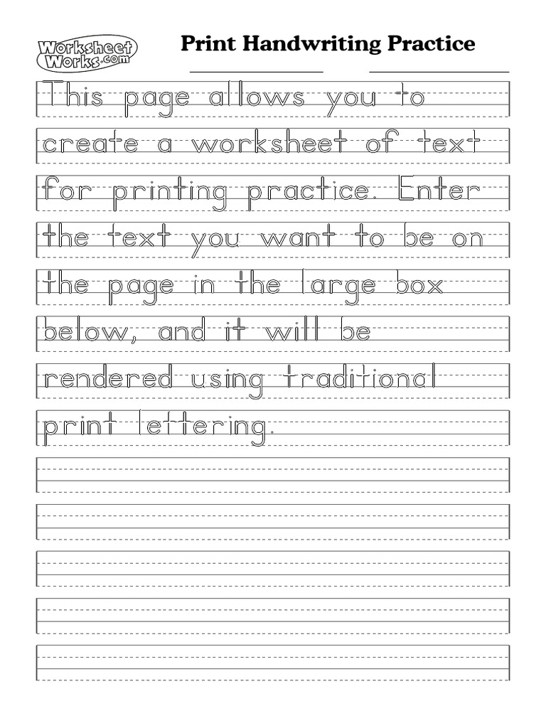 WorksheetWorks Print Handwriting Practice 3 | PDF