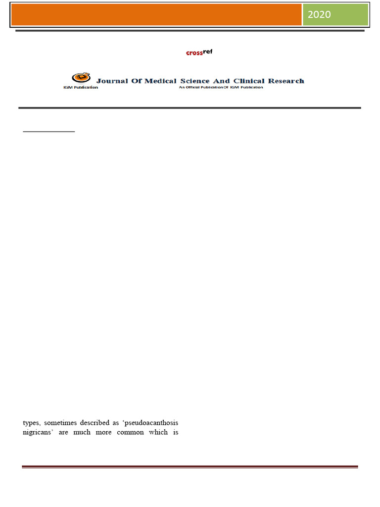 A Study On Clinico-Aetiological Profile of Acanthosis Nigricans in A ...