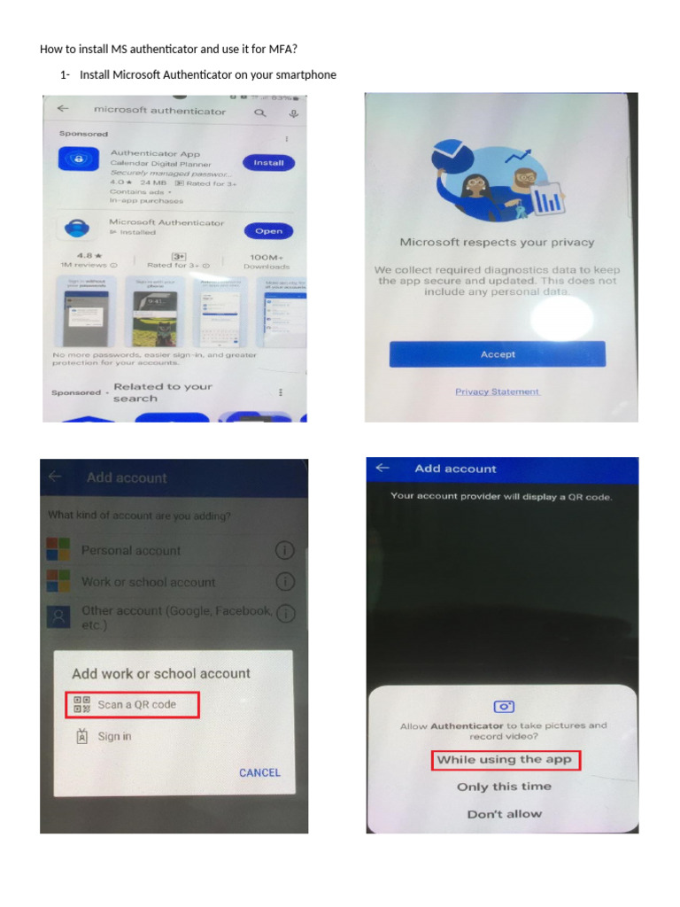 How To Install MS Authenticator and Use It For MFA | PDF