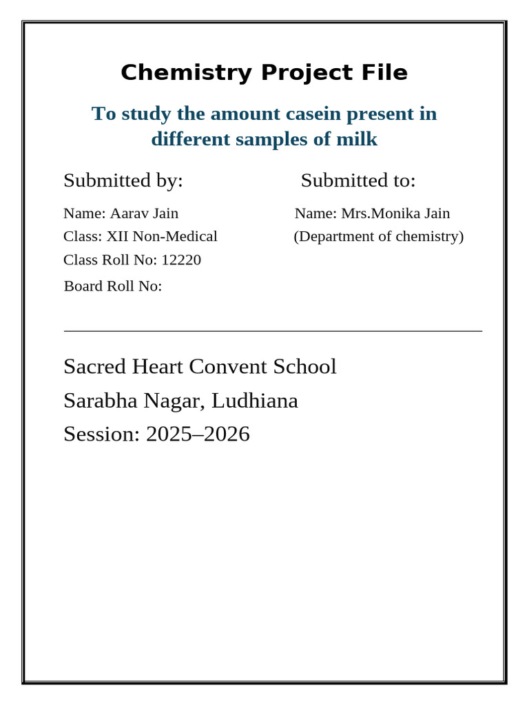 Chemistry Project File | PDF