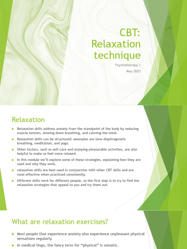 Week 8 Cognitive Behavioral Therapy Relaxation Technique May 2025 | PDF ...