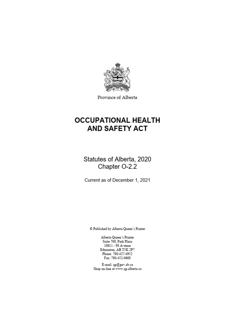 Ohs Act | PDF | Occupational Safety And Health | Employment