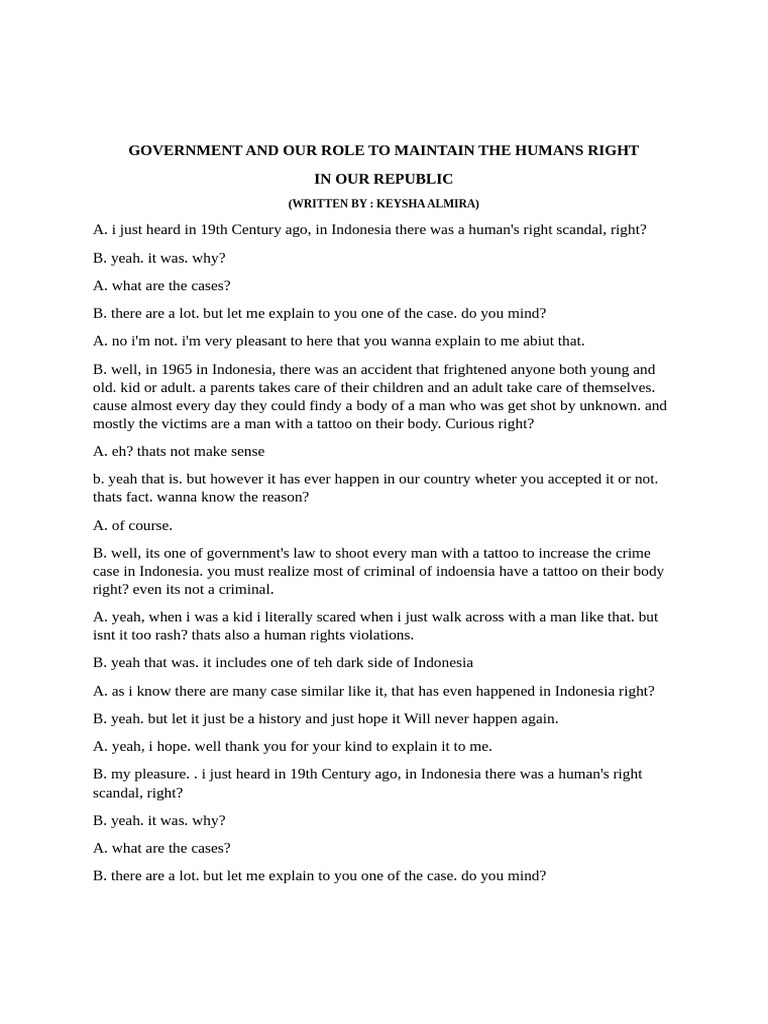 Government and Our Role To Maintain The Humans Right | PDF | Crimes ...