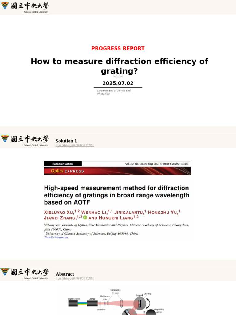 Measuring Diffraction Efficiency of Gratings | PDF | Diffraction | Light