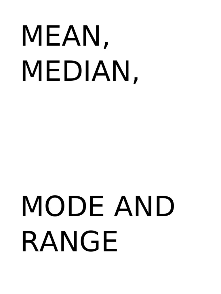 Mode Median Range | PDF