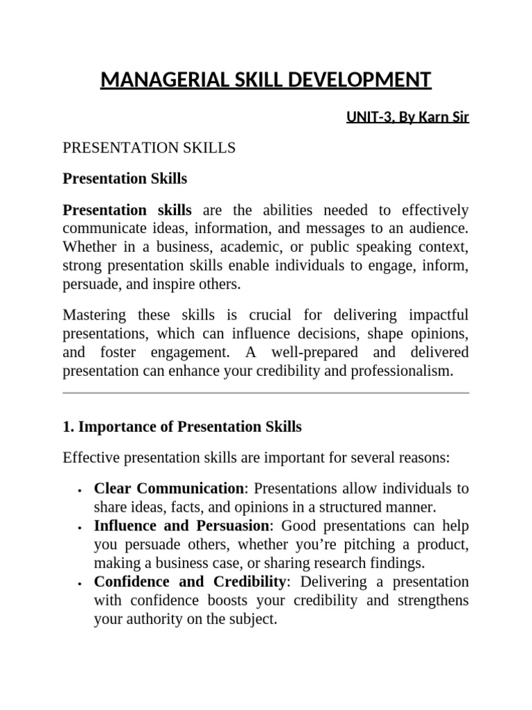 Mba Unit3 Managerial Skill Development | PDF | Body Language ...