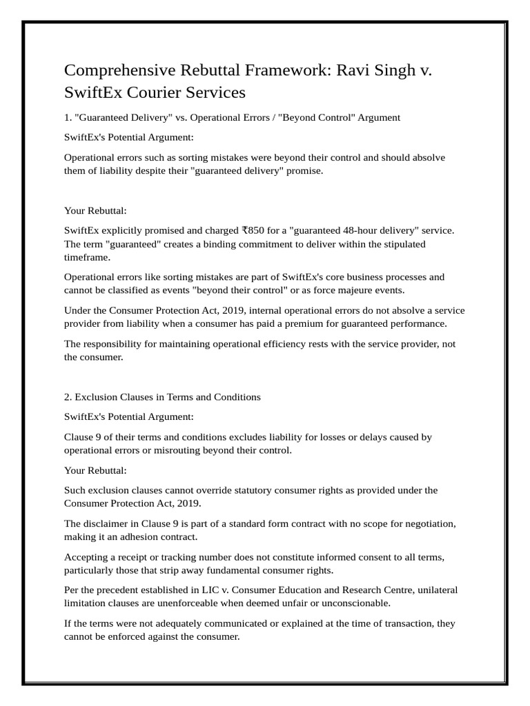 Comprehensive Rebuttal Framework | PDF | Negligence | Common Law