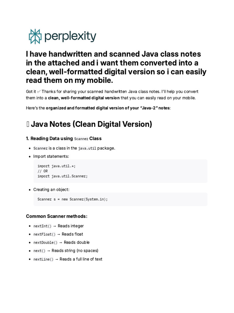 I Have Handwritten and Scanned Java Class Notes in | PDF | Image ...