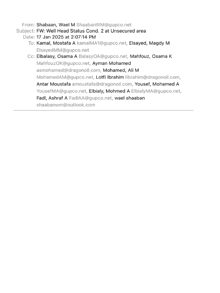 FW Well Head Status Cond. 2 at Unsecured Area | PDF