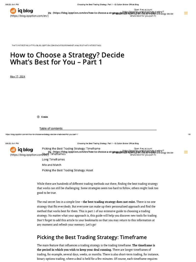 How To Choose A Strategy Decide What's Best For You - Part 1 | PDF ...